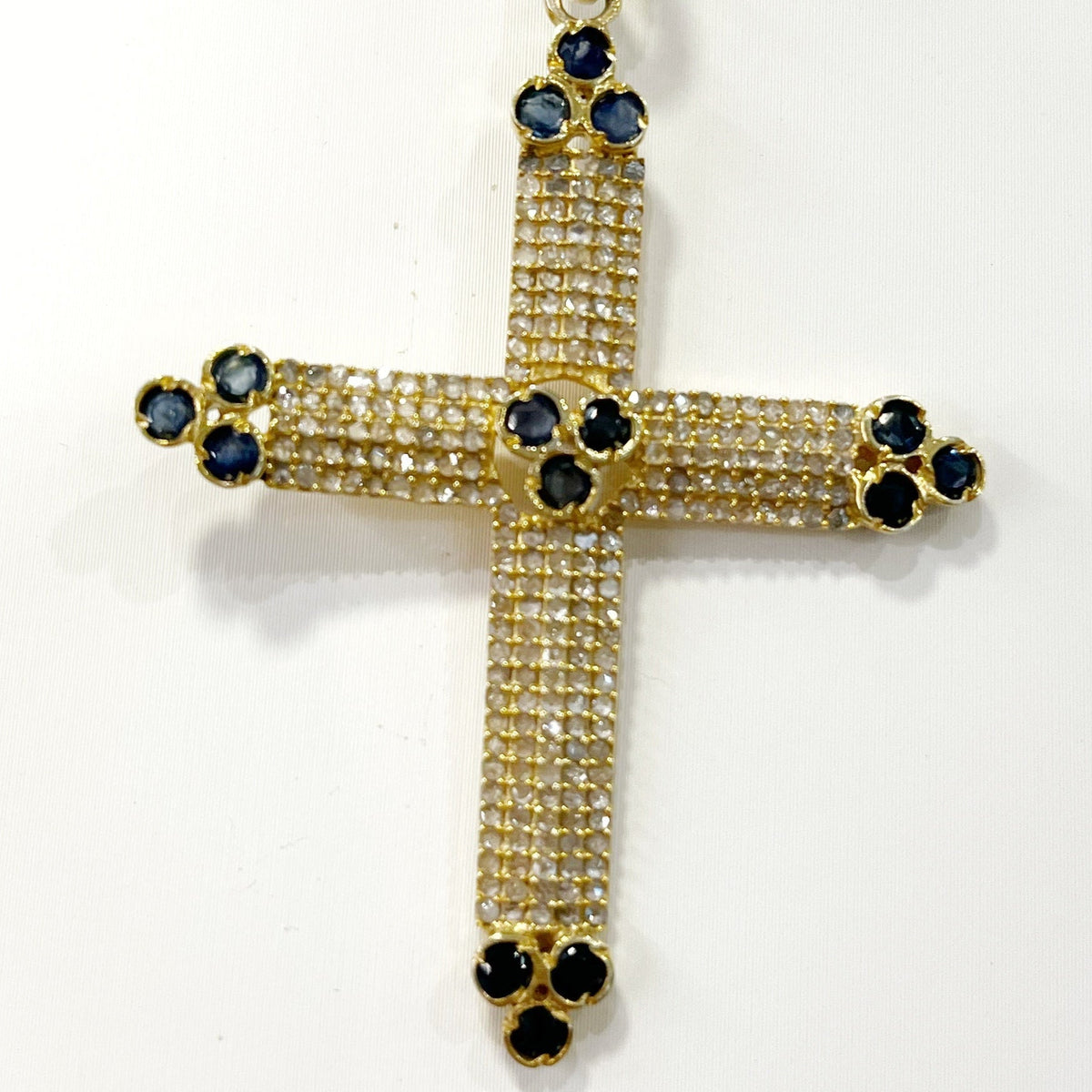 Vignette - Blue Sapphire & Diamond Cross – Chapel Farm Collection