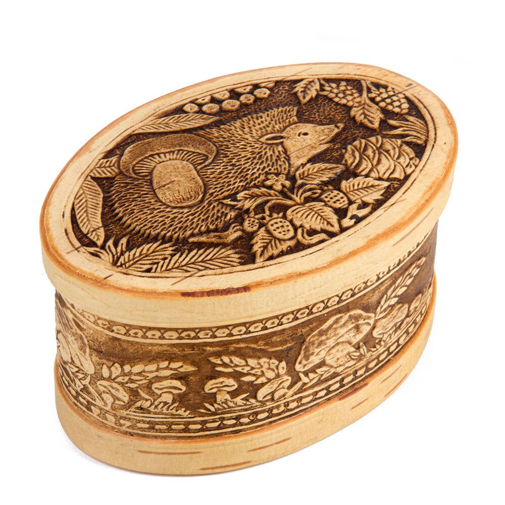 Oval Birch Bark Storage Container Hedgehog – Chapel Farm Collection