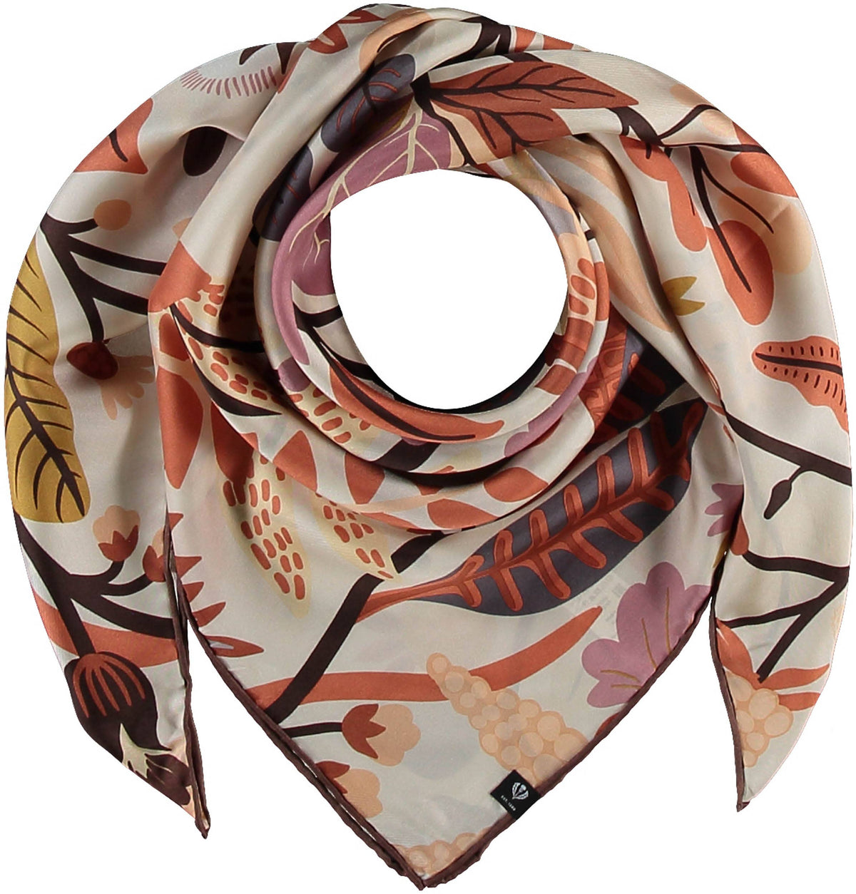 Scarf - Ornamental Floral Oversized Silk Square - Espresso – Chapel ...